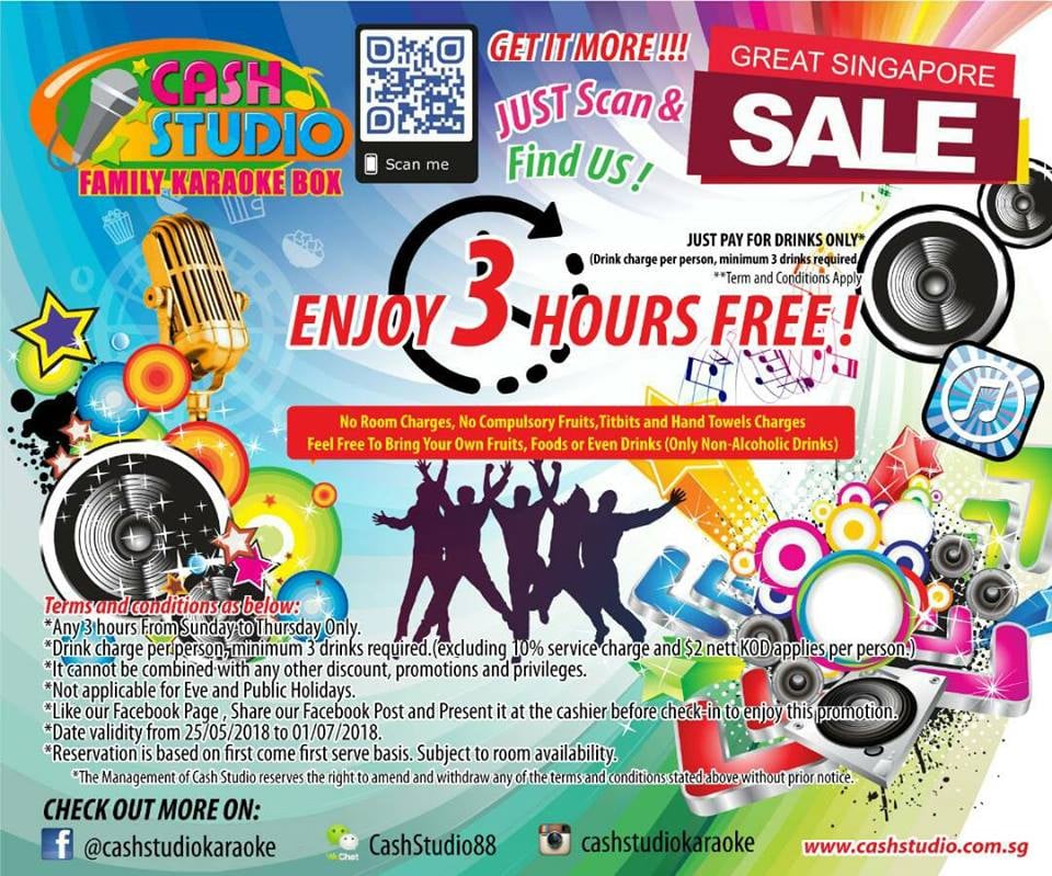 FREE 3 Hours Of KTV @ Cash Studio (Multiple Locations)