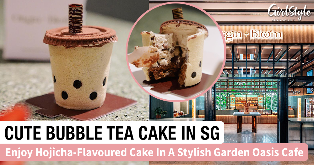 Origin + Bloom Cafe: Hojicha Bubble Tea-Shaped Cake In Singapore