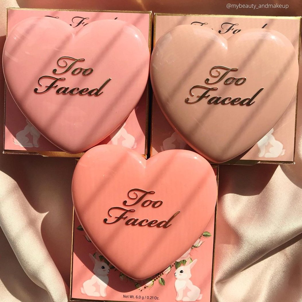 Too Faced Love Flush Blush: Cute Heart-Shaped Compact With Bunny & Rose ...