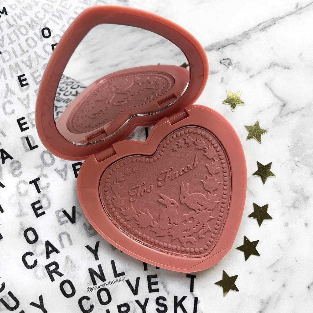 Too Faced Love Flush Blush: Cute Heart-Shaped Compact With Bunny & Rose ...