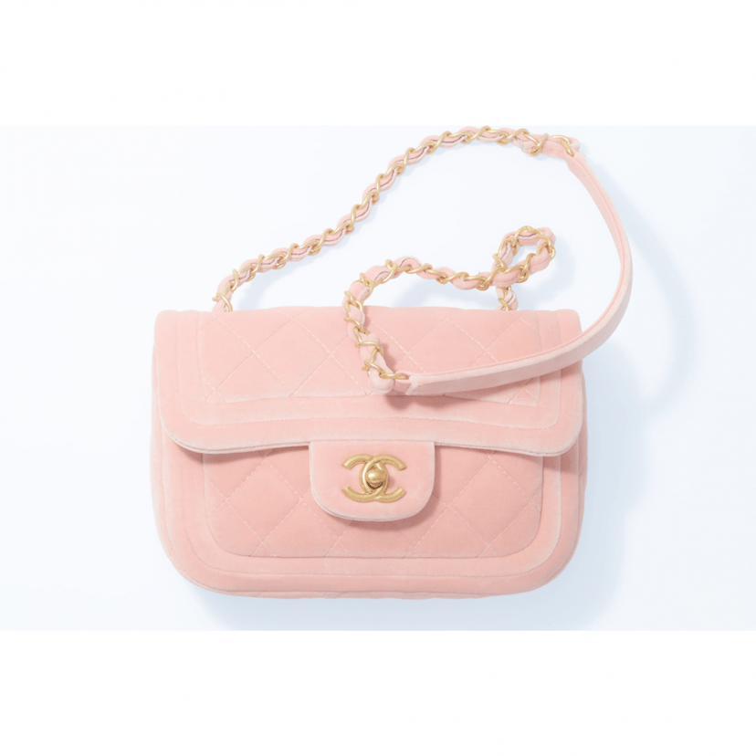 Chanel Mini Flap Bag In Pastel Pink Velvet - Now In Singapore