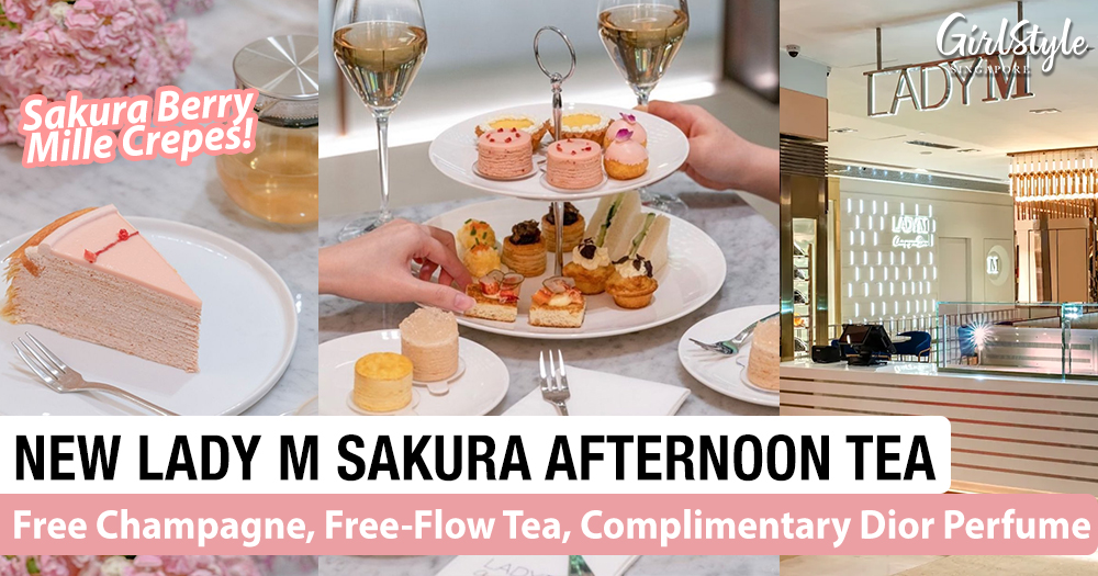 Lady M Spring Afternoon Tea Set: Sakura Mille Crepes, Free Champagne ...