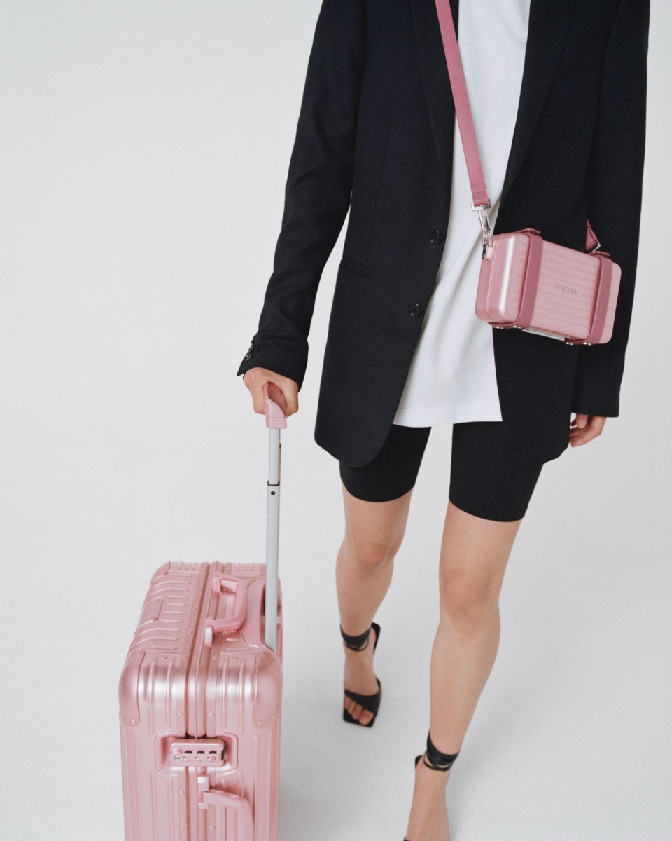 RIMOWA Rose Quartz Collection: Metallic Pink Luggage & Cross-Body Bag