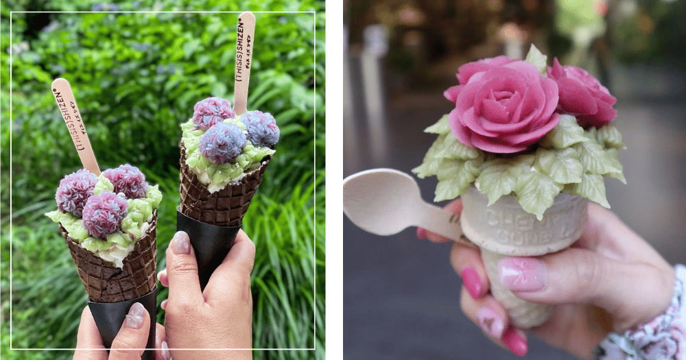 This Store In Kyoto Makes Ice Cream Cones That Look Like Real Flower ...