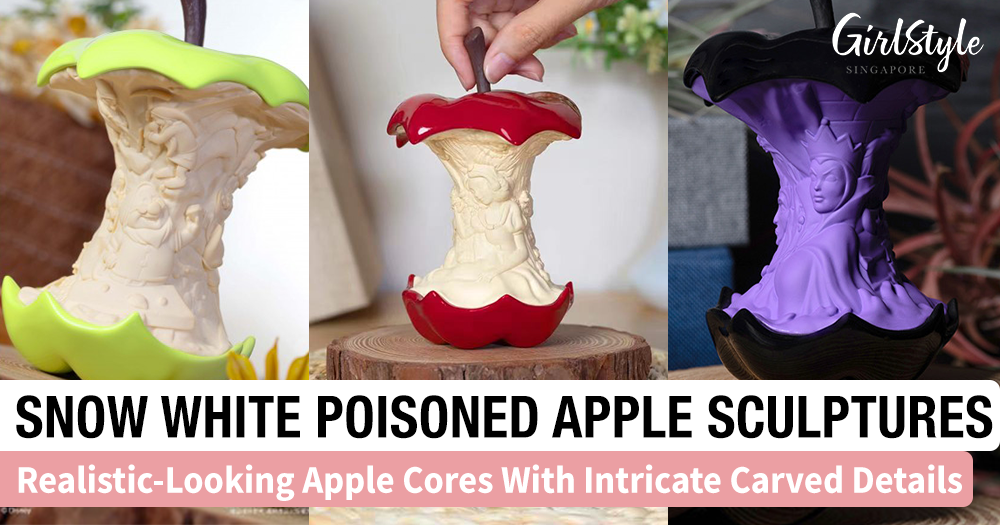 Snow White Poisoned Apple Core Sculptures w. Intricate Carvings
