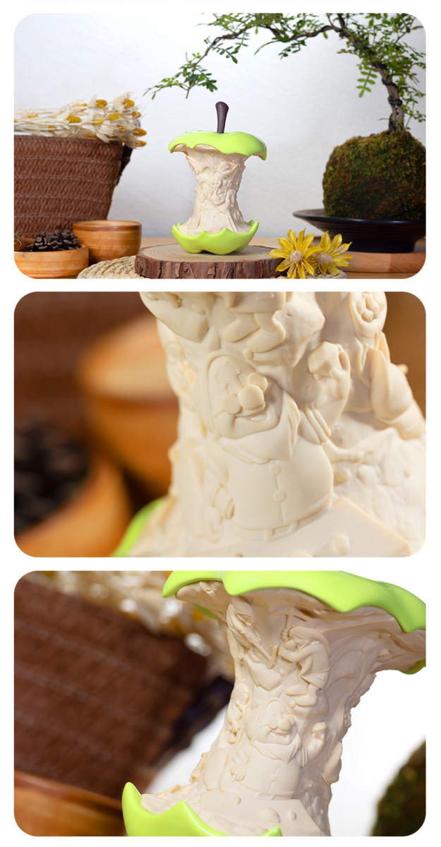 Snow White Poisoned Apple Core Sculptures w. Intricate Carvings