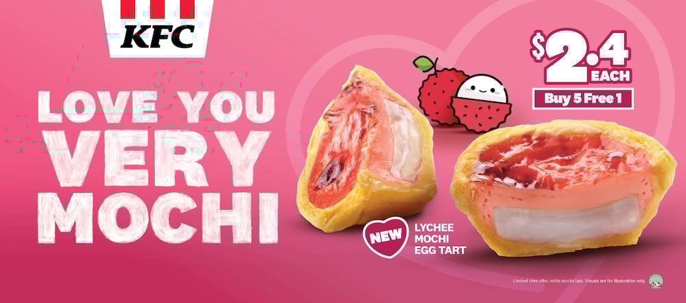 KFC Is Releasing A Sweet Pink Lychee Mochi Egg Tart Exclusively For ...